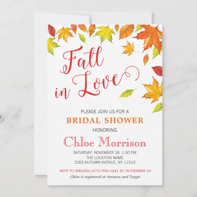 Fall Bridal Shower Invitation, Autumn Fall in Love Invitation | Zazzle