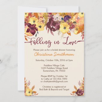 Fall Bridal Shower Invitation - Falling in Love | Zazzle