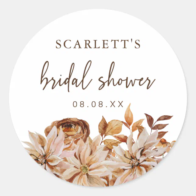 Fall Bridal Shower Sticker | Zazzle