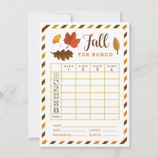 Fall Bunco card August September October Theme | Zazzle