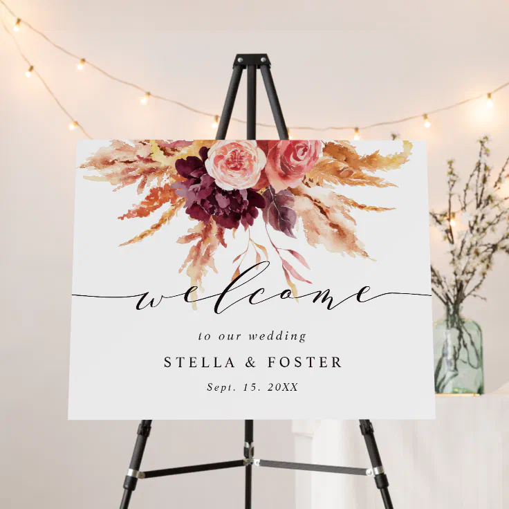 Fall Burgundy Terracotta Floral Wedding Foam Board | Zazzle