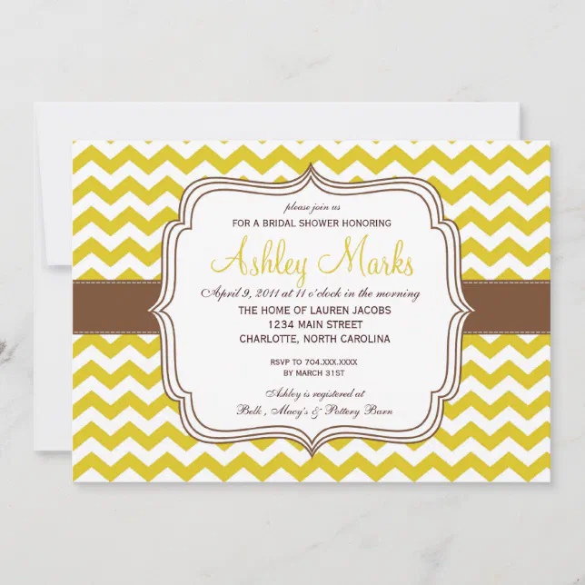 Fall Burt Yellow chevron INvitation | Zazzle