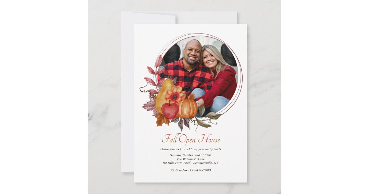 Fall Circle Photo Open House Invitation | Zazzle