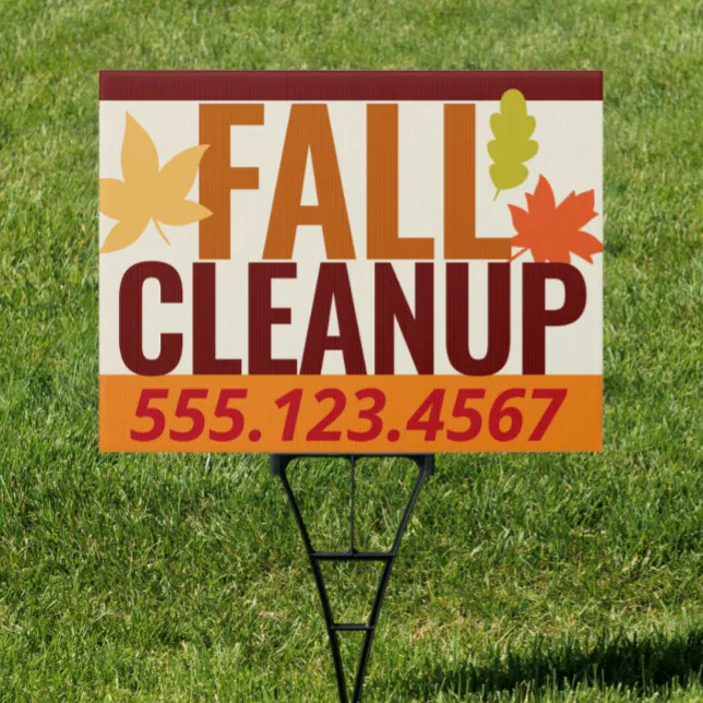 Fall Cleanup, Seasonal Maintenance Sign | Zazzle