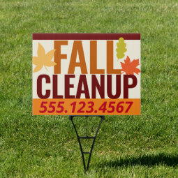 Fall Cleanup, Seasonal Maintenance Sign | Zazzle