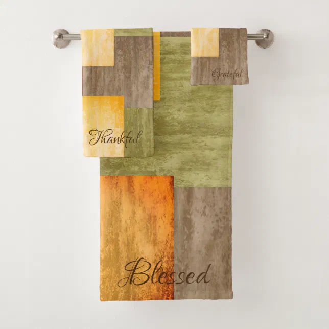 Fall Color Blocks Bath Towel Set | Zazzle