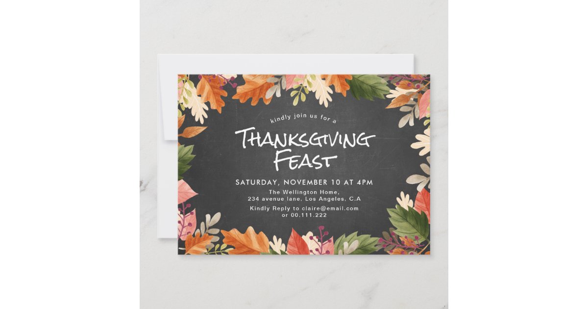 Fall colors thanksgiving feast invitation | Zazzle