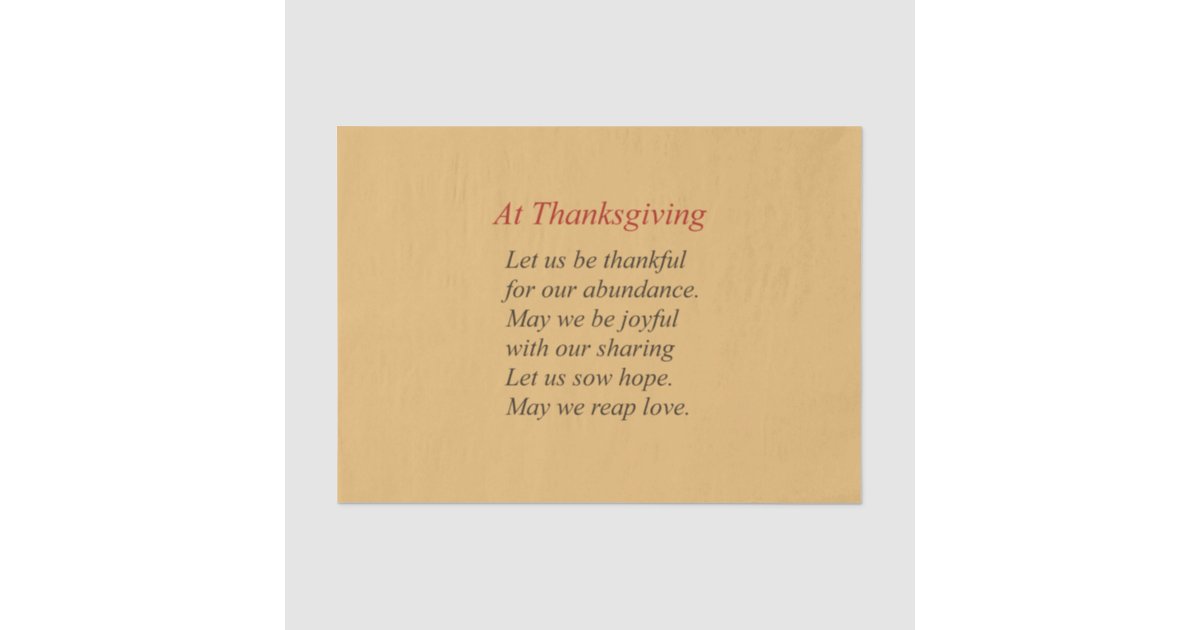Fall Colors Thanksgiving Poem Tissue Paper | Zazzle
