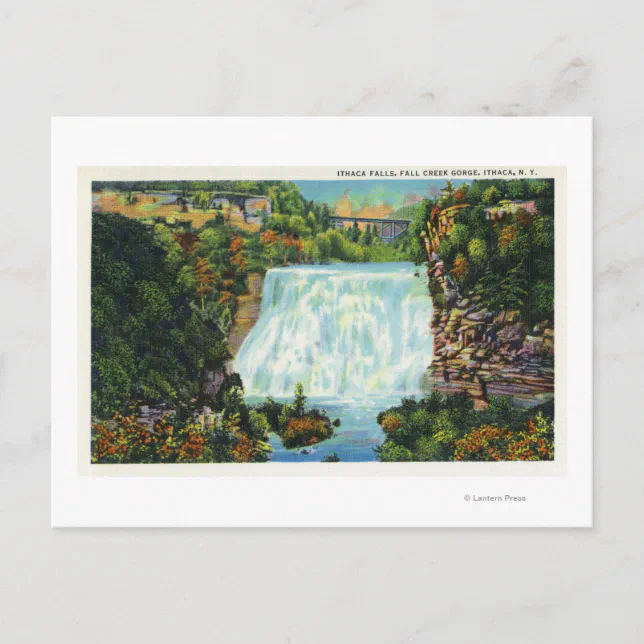 Fall Creek Gorge View, Ithaca Falls Scene Postcard | Zazzle