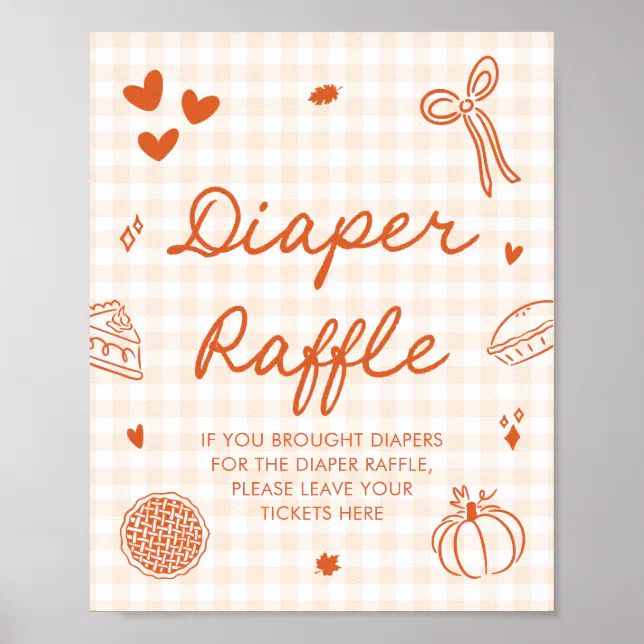 Fall Cutie Pie Baby Shower Diaper Raffle Game Poster | Zazzle