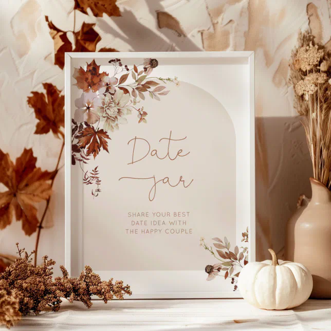 Fall date night ideas. Boho fall Date jar bridal P Poster | Zazzle