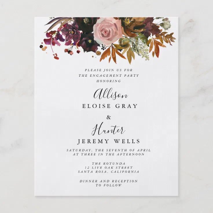 Fall Engagement Party Invitation Flyer | Zazzle