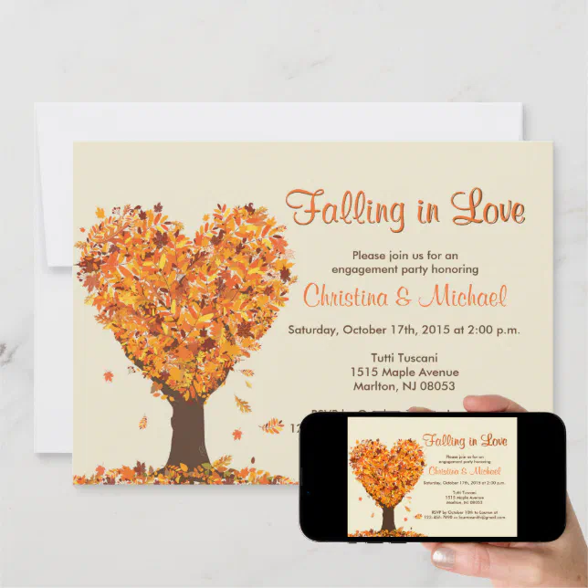 Fall Engagement Party Invitations -Falling in Love | Zazzle