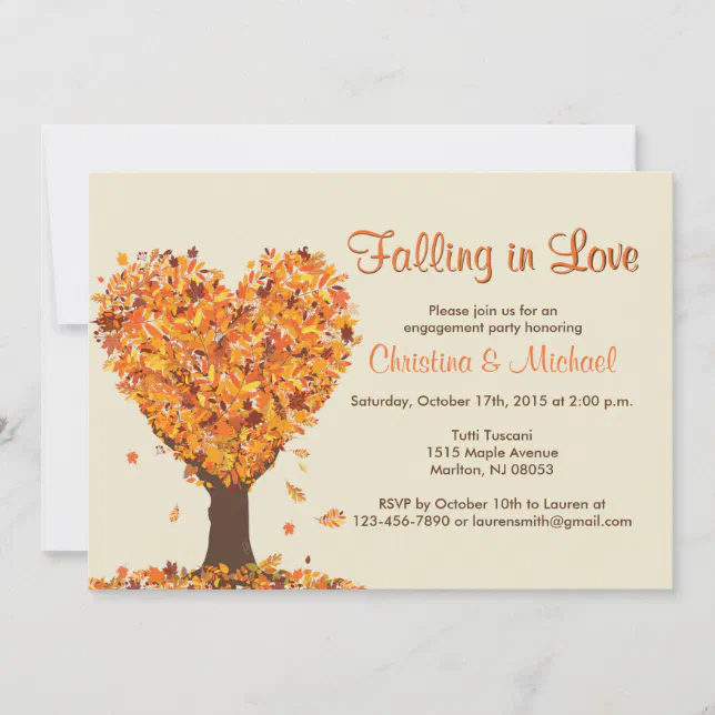 Fall Engagement Party Invitations -Falling in Love | Zazzle