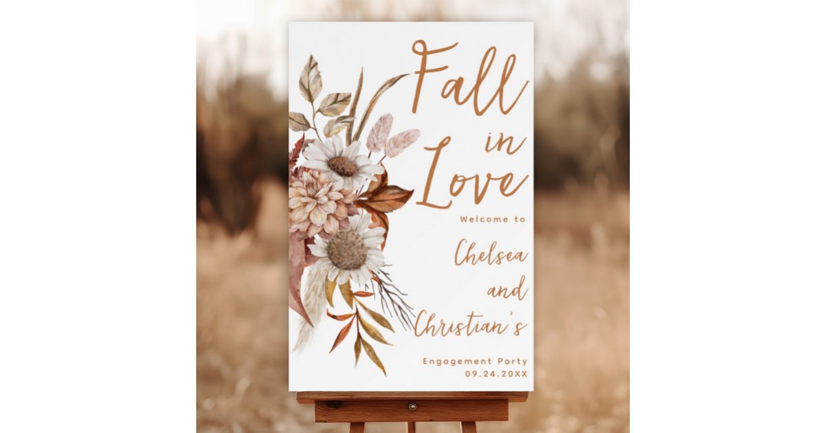 Fall Engagement Party Welcome Foam Board | Zazzle
