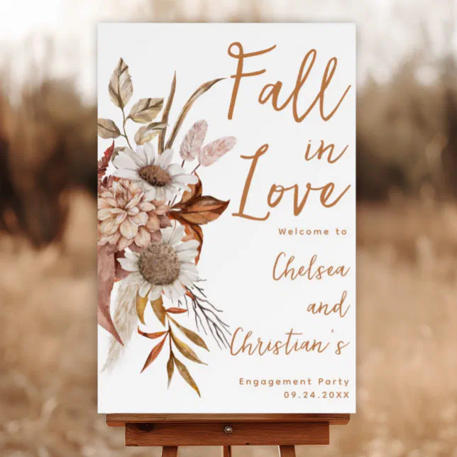 Fall Engagement Party Welcome Foam Board | Zazzle