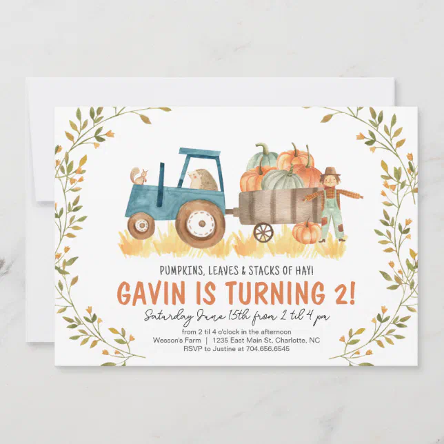 Fall Farm Birthday Invitation, Fall hayride Invitation | Zazzle