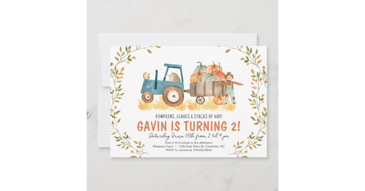 Fall Farm Birthday Invitation, Fall hayride Invitation | Zazzle