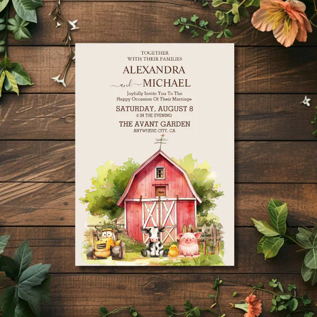 Fall Farm Country Whimsical Wedding Invitation | Zazzle