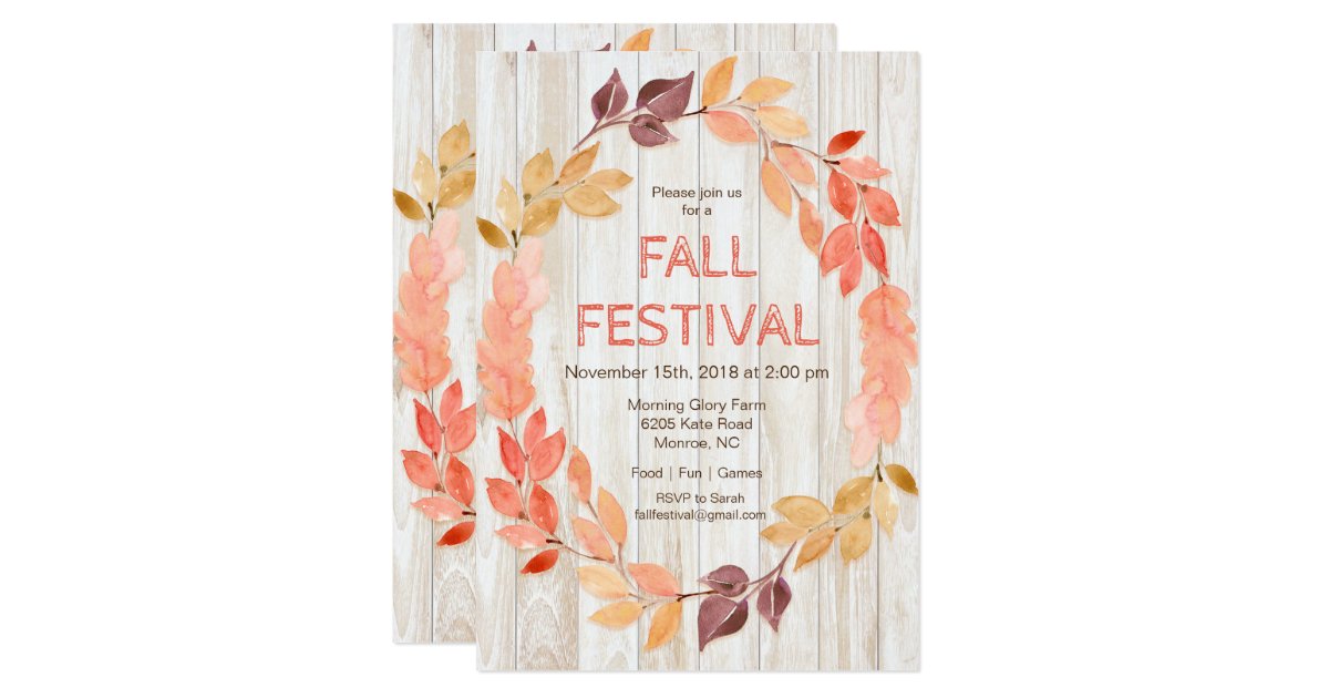 Fall Festival Autumn Leaves Invitation | Zazzle.com