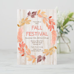 Fall Festival Autumn Leaves Invitation | Zazzle