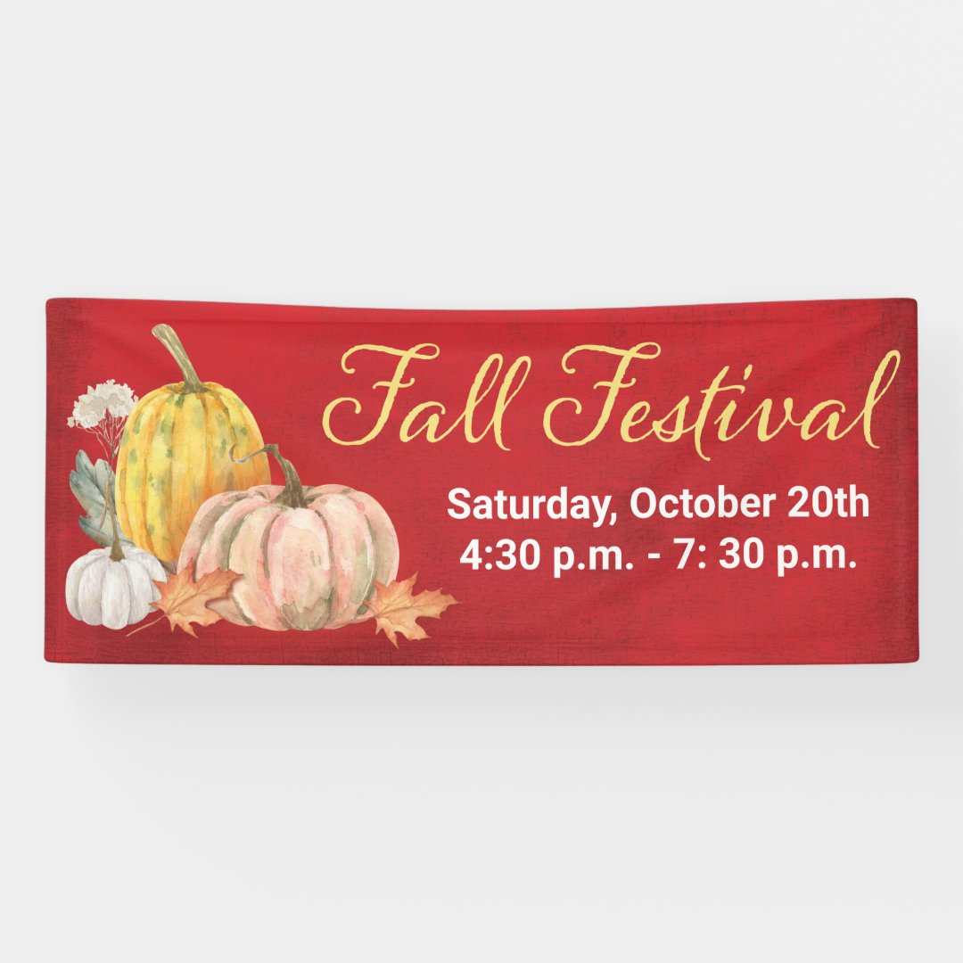 Fall Festival Floral Pumpkin Banner | Zazzle