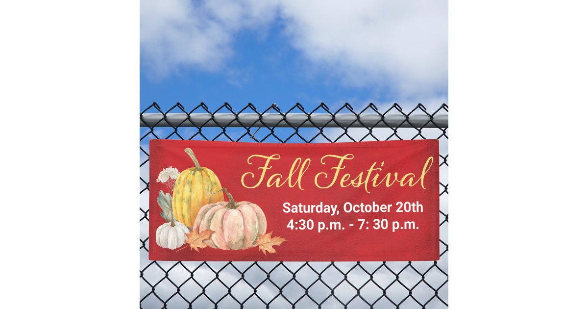 Fall Festival Floral Pumpkin Banner | Zazzle