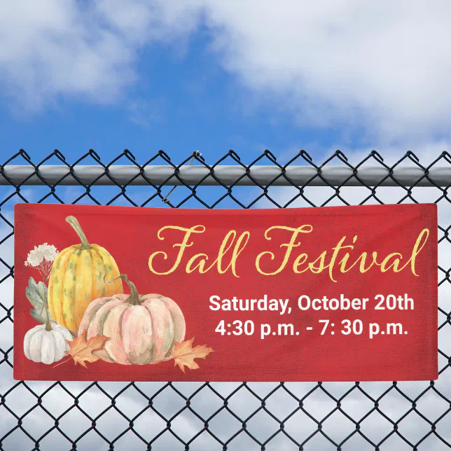 Fall Festival Floral Pumpkin Banner | Zazzle