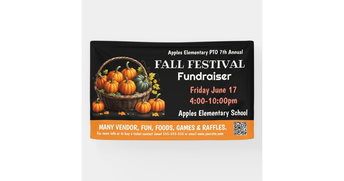 FALL FESTIVAL Fundraiser PTO PTA Church Banner | Zazzle