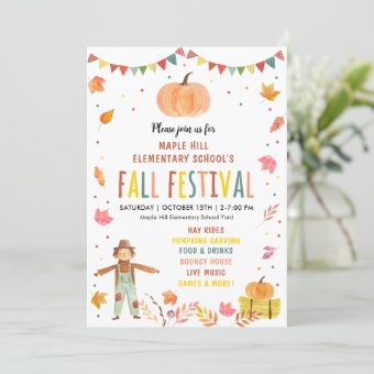 Fall Festival Pumpkin Leaf Invitation | Zazzle