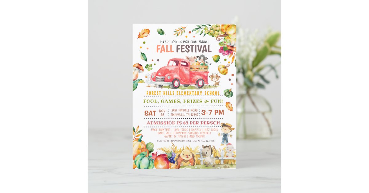 Fall Festival Pumpkin Truck Invitation | Zazzle