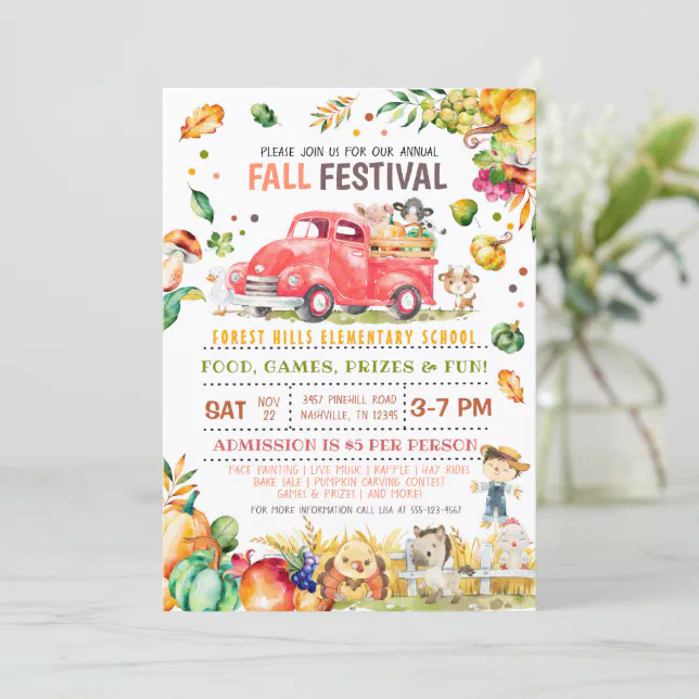 Fall Festival Pumpkin Truck Invitation | Zazzle