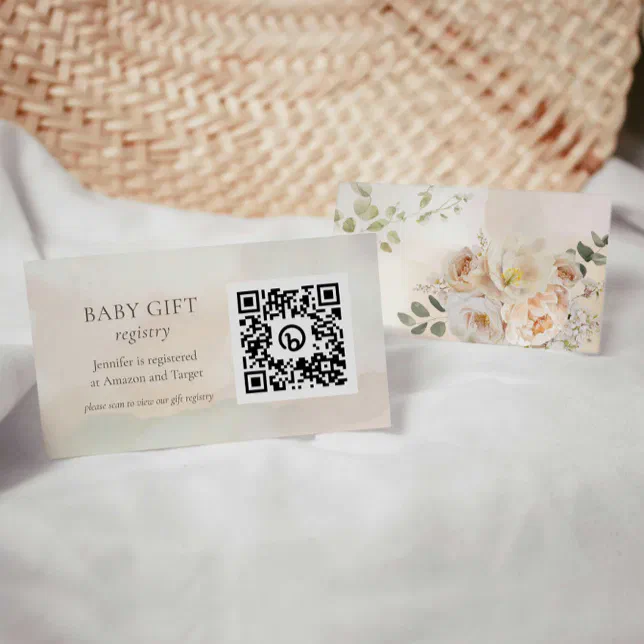 Fall Floral Baby Shower Gift Registry QR Code Enclosure Card | Zazzle