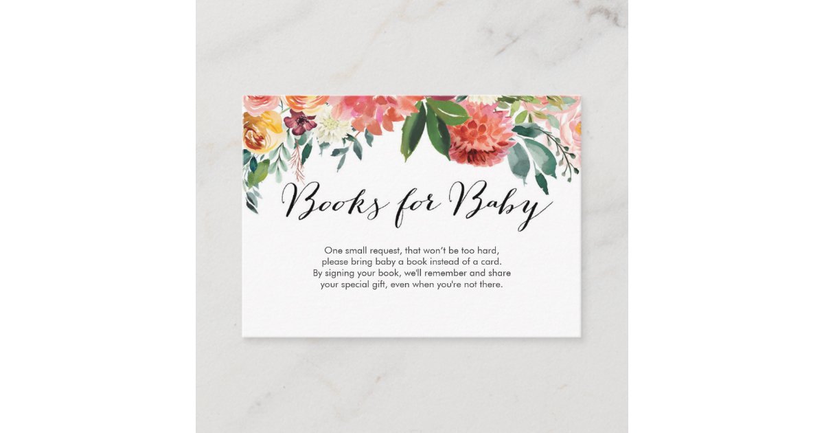 Fall Floral Baby Shower Insert Card | Zazzle