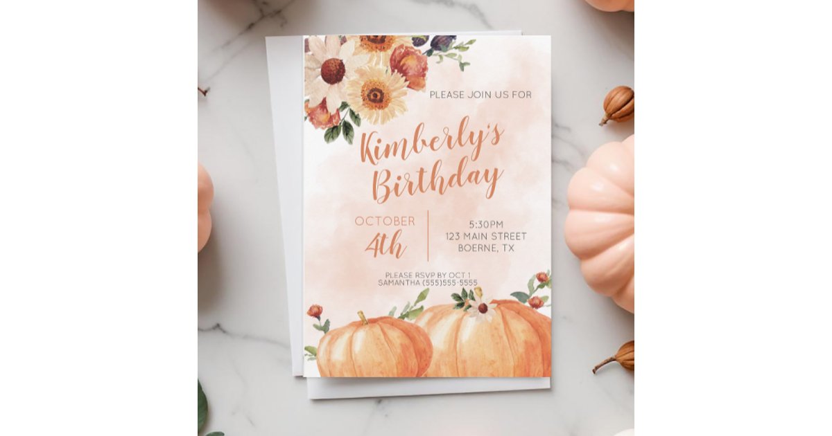Fall Floral Birthday Party Invitation | Zazzle