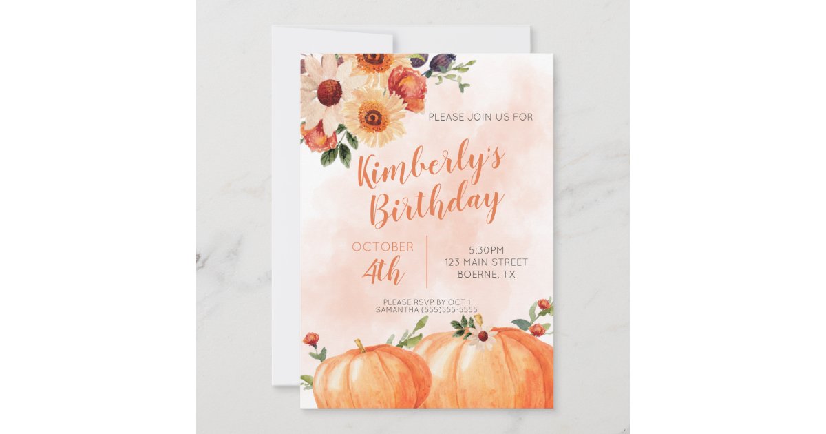 Fall Floral Birthday Party Invitation | Zazzle