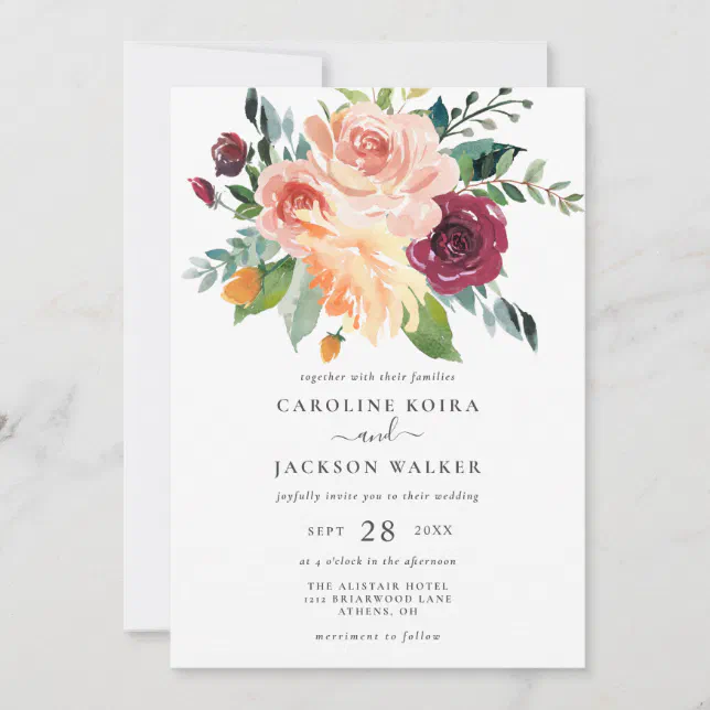 Fall Floral Bouquet Autumn Wedding Invitation | Zazzle