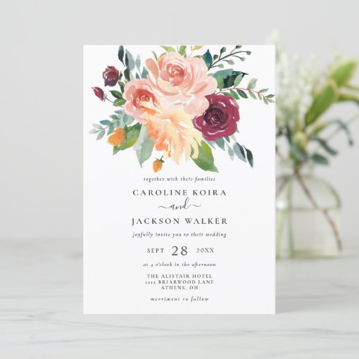 Fall Floral Bouquet Autumn Wedding Invitation | Zazzle