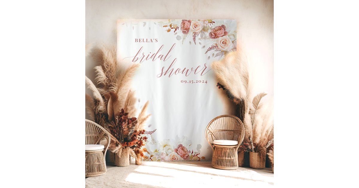 Fall Floral Bridal Shower Backdrop | Zazzle