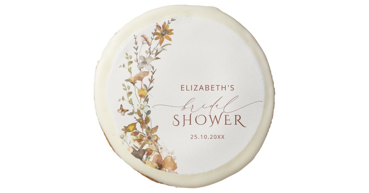 Fall Floral Bridal Shower Sugar Cookie | Zazzle
