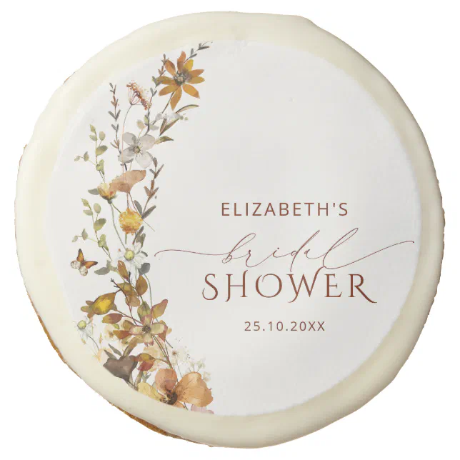 Fall Floral Bridal Shower Sugar Cookie | Zazzle