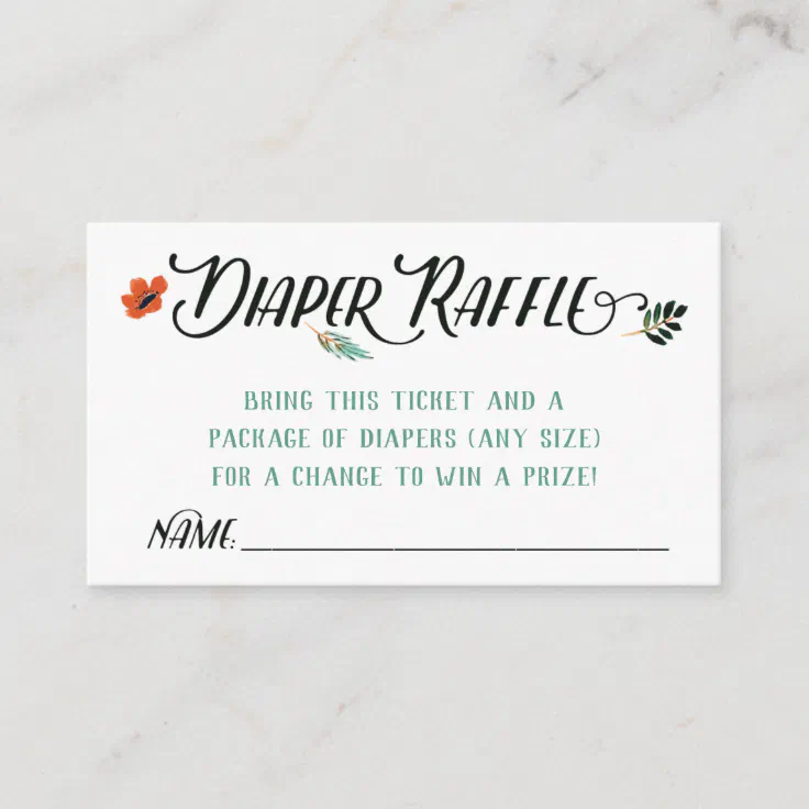 Fall Floral Diaper Raffle Card | Zazzle