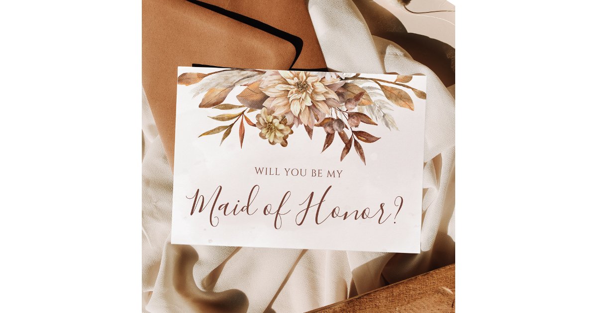 Fall Floral Foliage Will You Be My Maid Of Honor Invitation | Zazzle