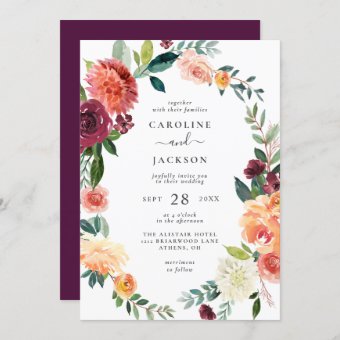 Fall Floral Frame Autumn Wedding Invitation | Zazzle