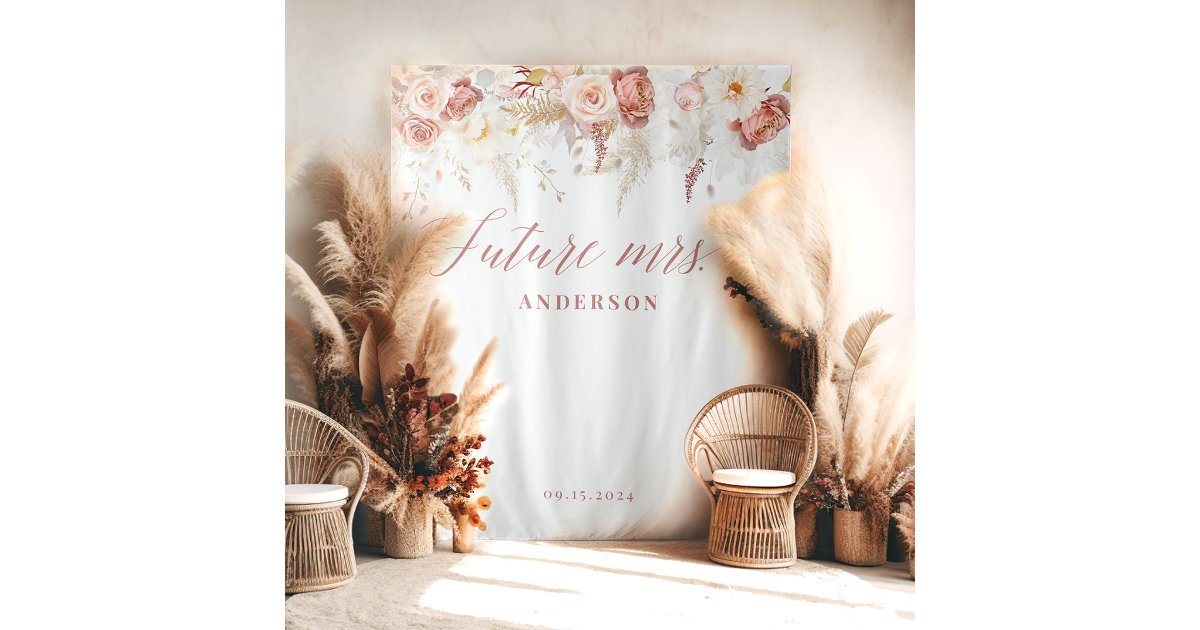 Fall Floral Future Mrs Bridal Shower Backdrop | Zazzle