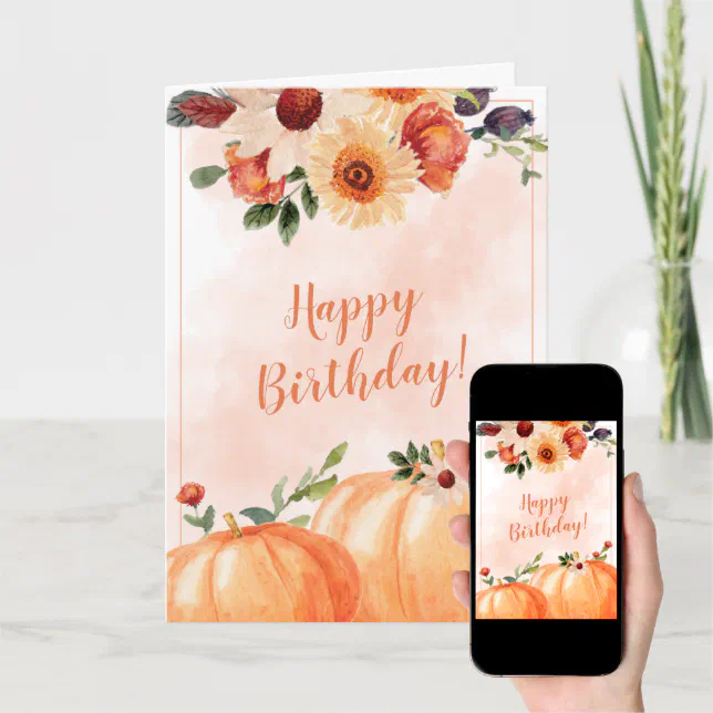 Fall Floral Happy Birthday Card | Zazzle