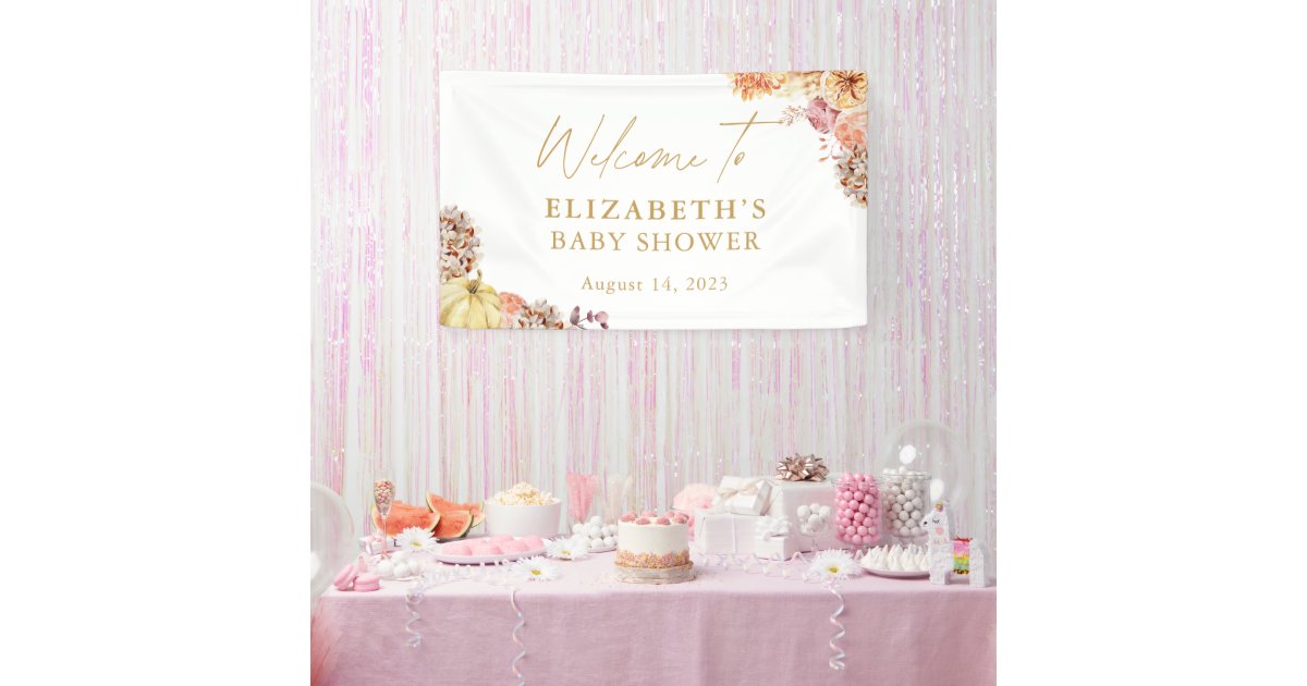 Fall Floral Little Pumpkin Baby Shower Welcome Banner | Zazzle