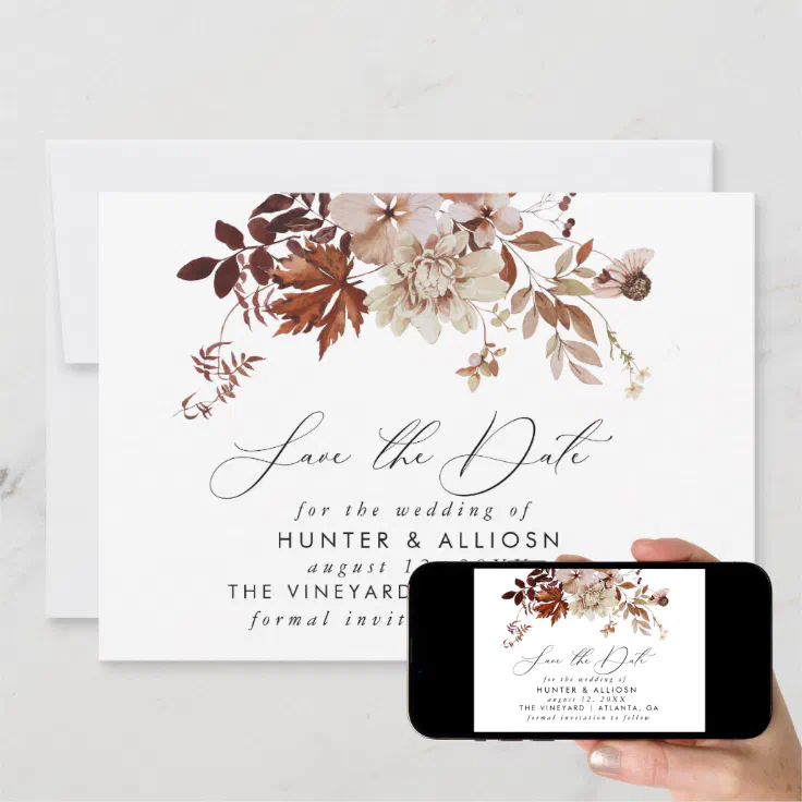 Fall Floral Save the Date Invitation | Zazzle