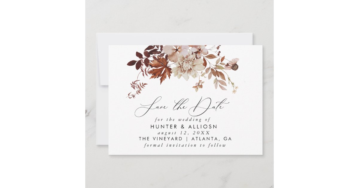 Fall Floral Save the Date Invitation | Zazzle