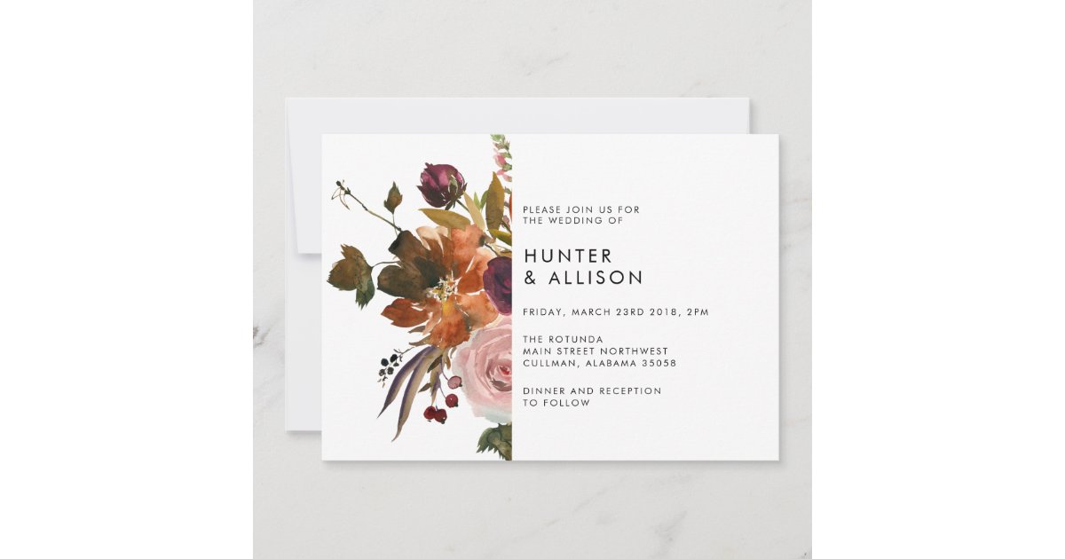 Fall Floral Wedding Invitation | Zazzle